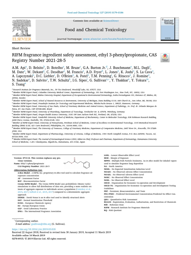 RIFM Fragrance Ingredient Safety Assessment, Ethyl 3-Phenylpropionate ...