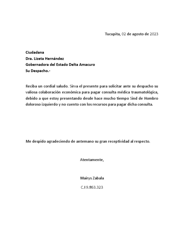 Solicitud Ayuda Gobernador | PDF