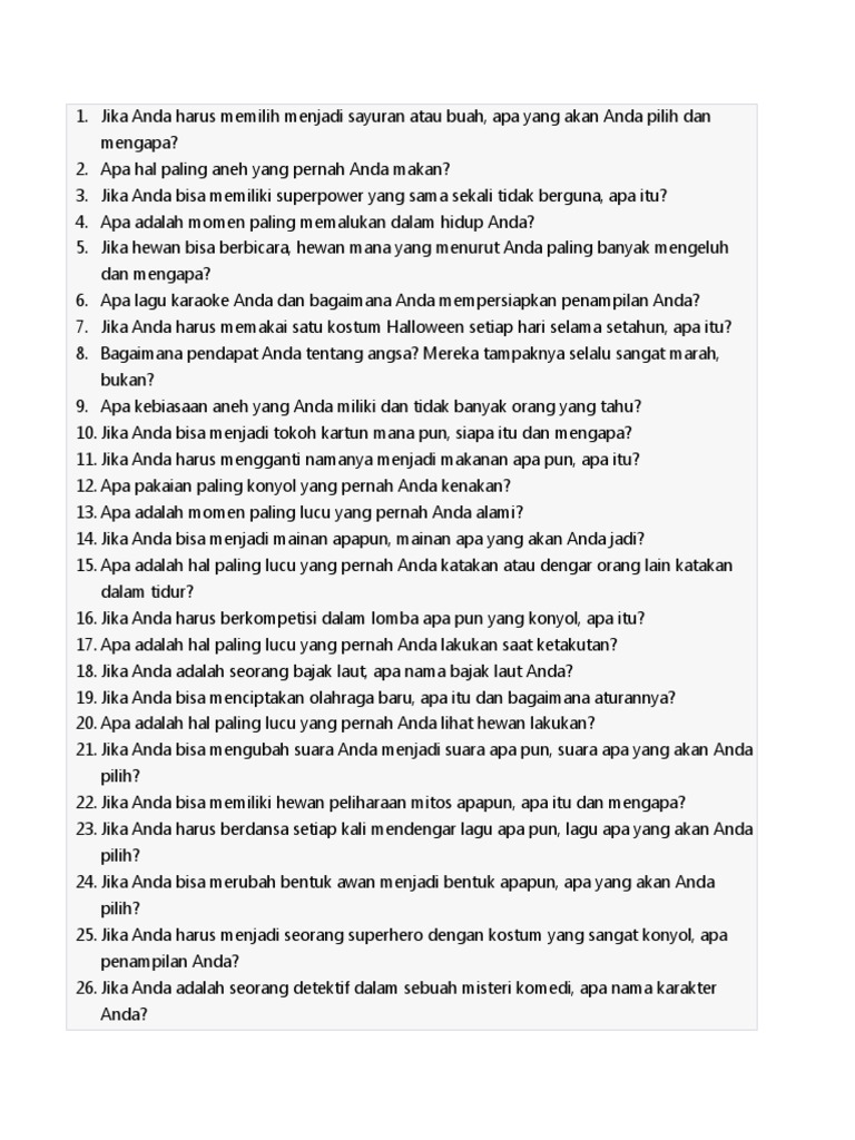 Pertanyaan Random Untuk Kelas | PDF