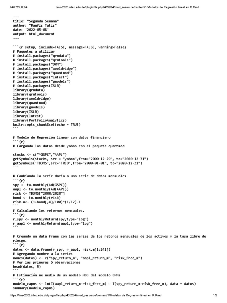 Lms-23t2.Intec.edu.Do Pluginfile.php 405284 Mod Resource Content 1 Modelos de Regresión Lineal ...