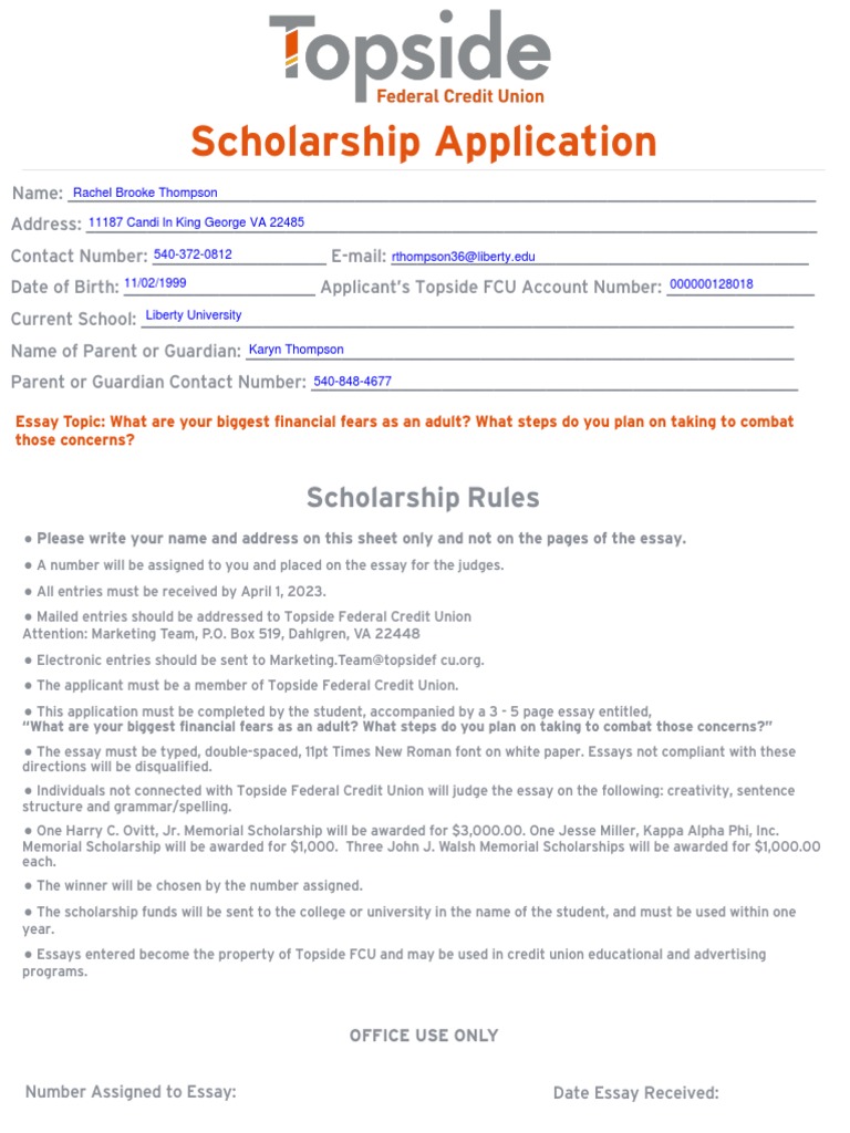 Topside Scholarship Application 2023 Updated | PDF | Social Science