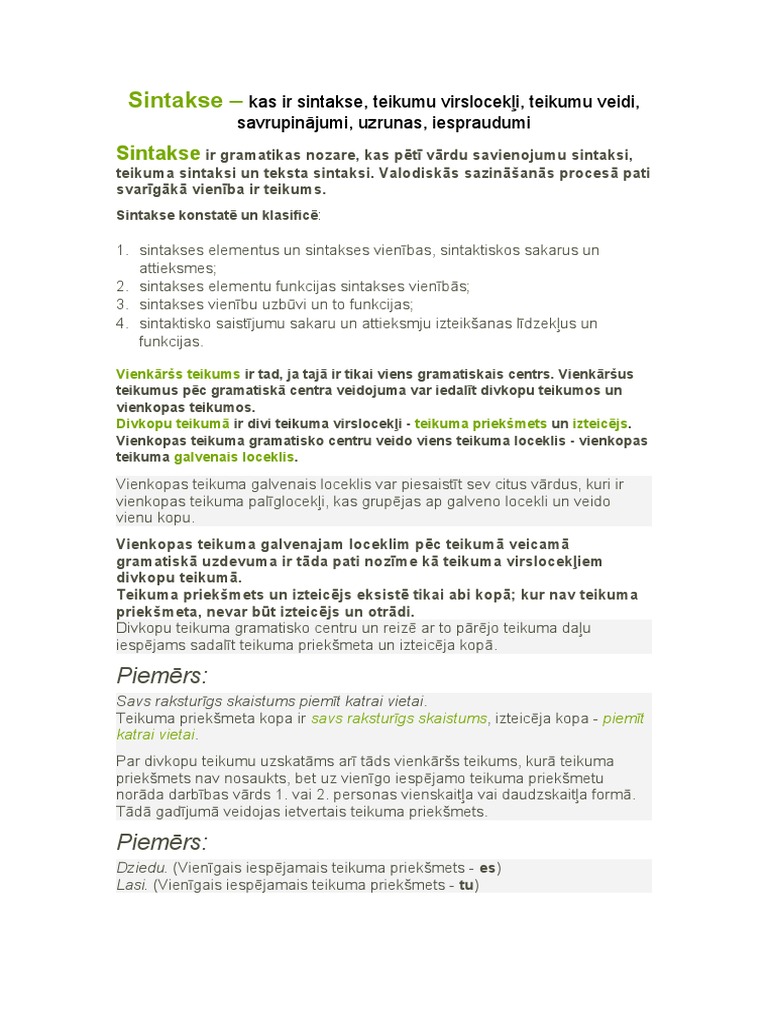 Sintakse 1 | PDF