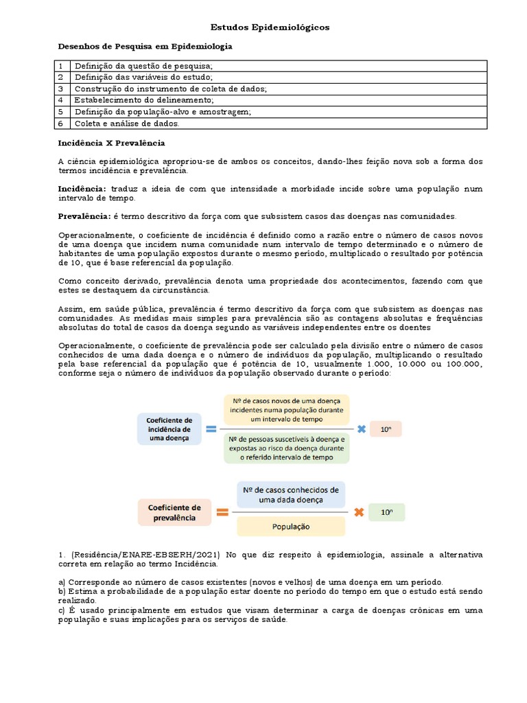 Estudos em Epidemiologia: Métodos e Tipos | PDF