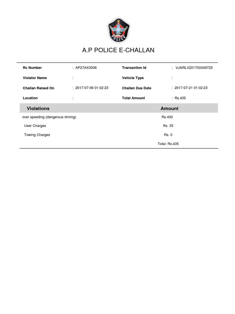 EChallan | PDF