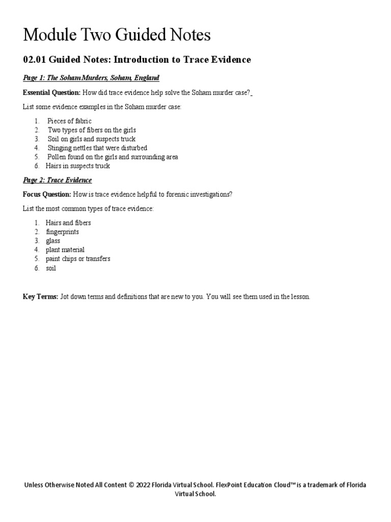 Guided - Notes - Trace - Evidence 2.0 | PDF