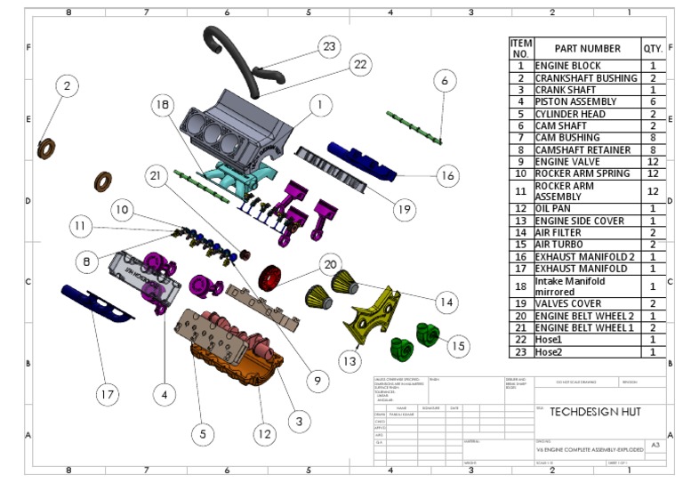 v6 Engine Complete Assembly-Exploded | PDF | Vehicles | Mechanical ...
