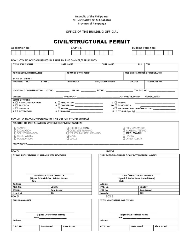 New Civil Structural Permit Form | PDF | Specification (Technical ...