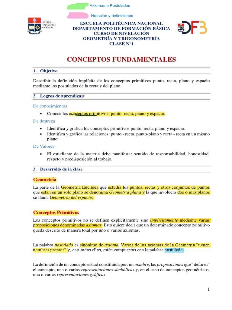Clase 01 Conceptos Primitivos de La Geometría Euclideana | PDF | Geometría | Teorema