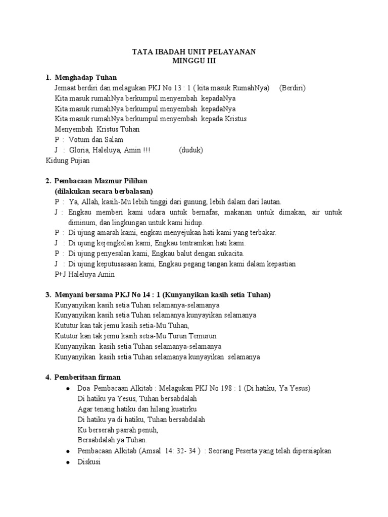 TATA IBADAH UNIT PELAYANAN UCU | PDF