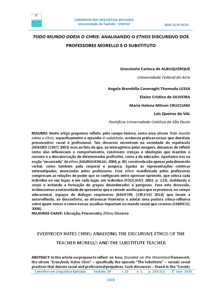 Ethos Disciplinar em "Todo Mundo Odeia Chris" | PDF
