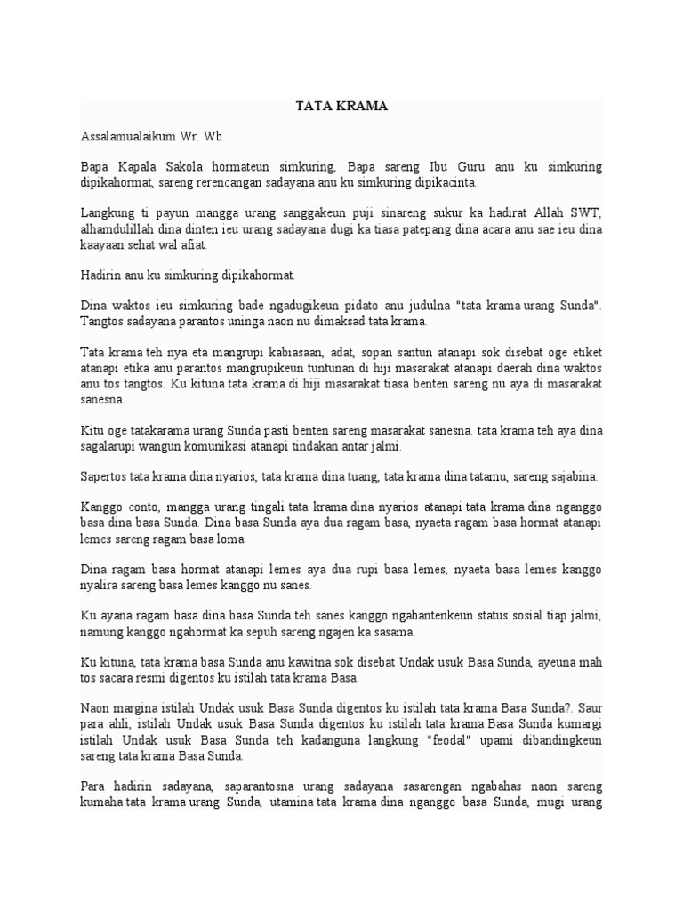 Tata Krama Sunda | PDF
