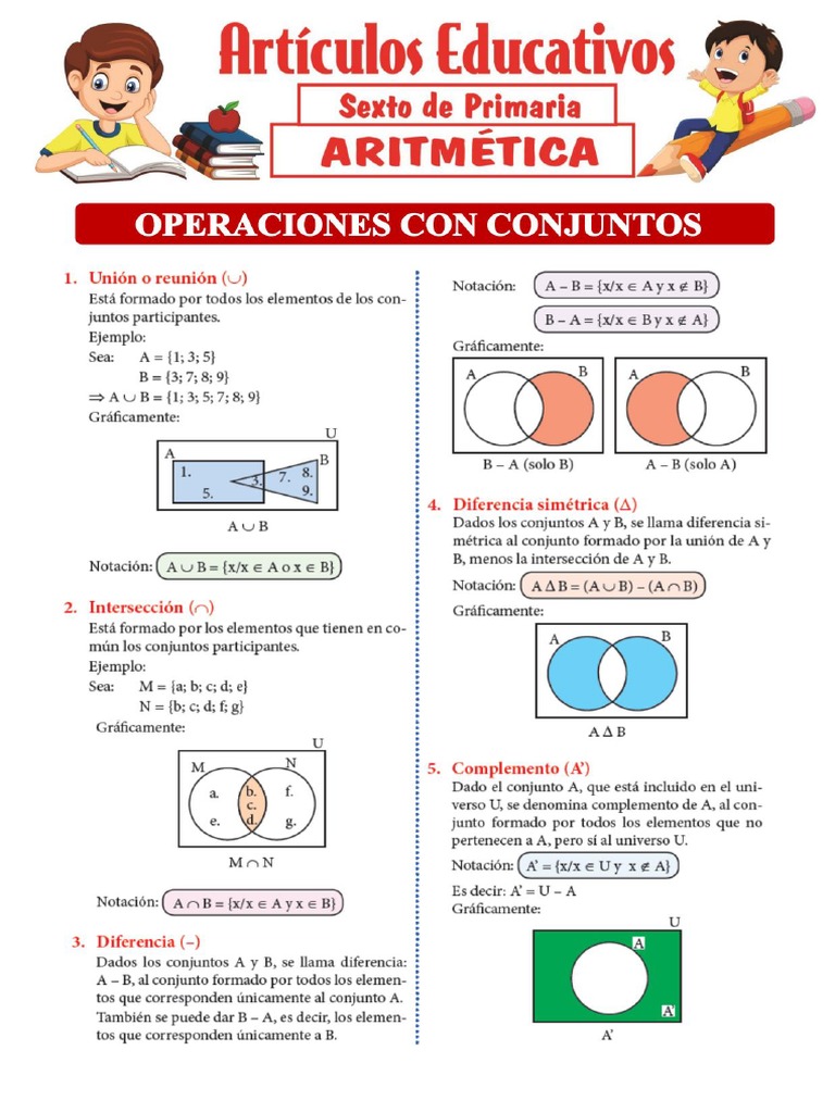 Operaciones Con Conjuntos para Sexto de Primaria | PDF