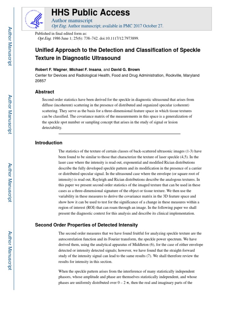 1986 - Wagner, Insana, Brown - Unified Approach To The Detection and ...