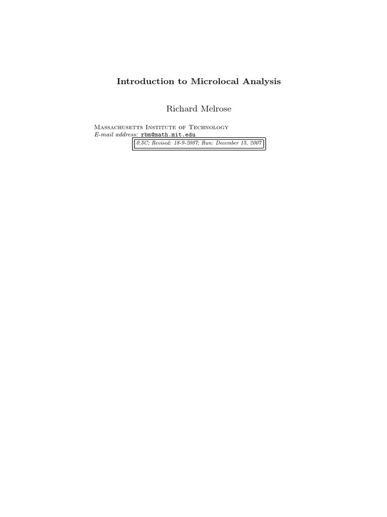 2007_Melrose_Introduction to Microlocal Analysis | PDF