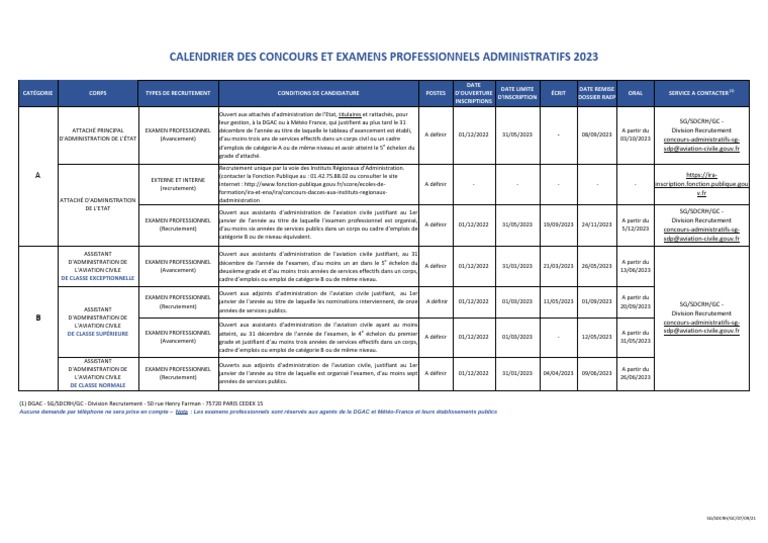 Calendrier Concours Administratifs 2023 | PDF | Recrutement | France