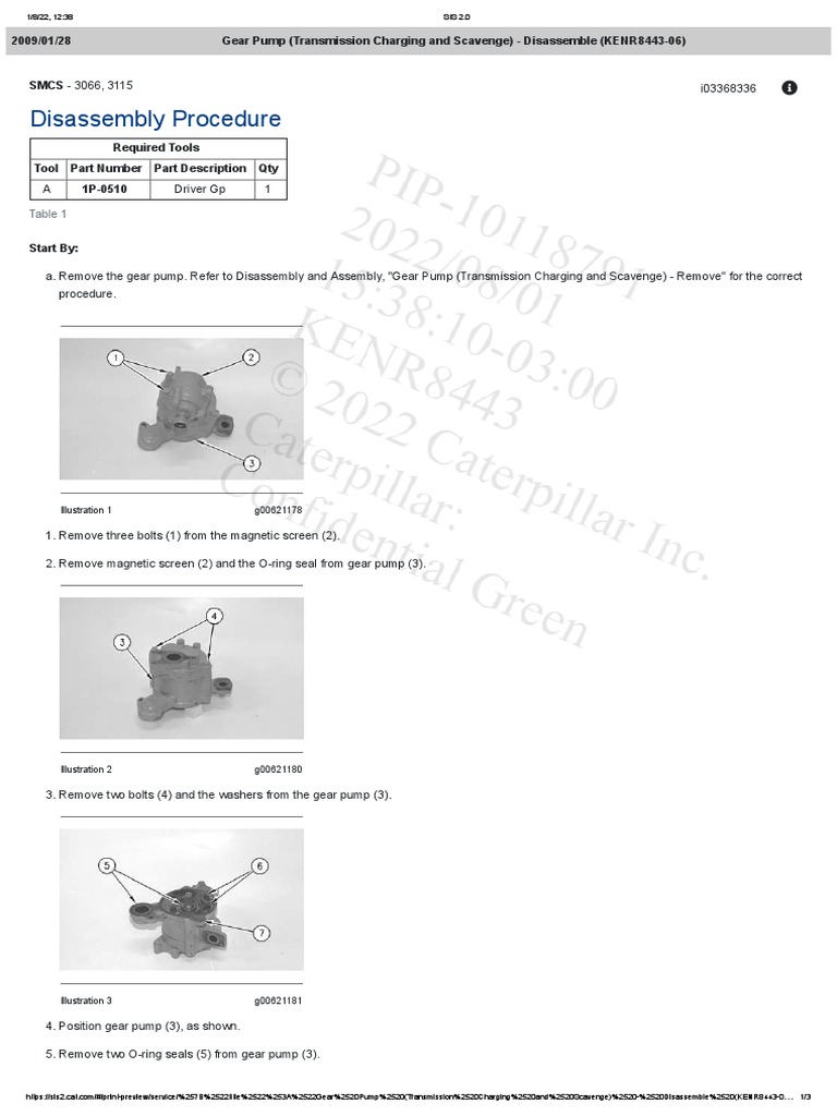 Gear Pump (Transmission Charging and Scavenge) - Disassemble (KENR8443-06) | Download Free PDF ...