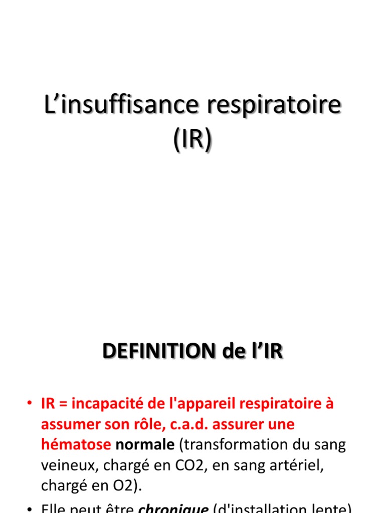 Insuffisance respiratoire : causes et traitements | PDF | Respiration ...