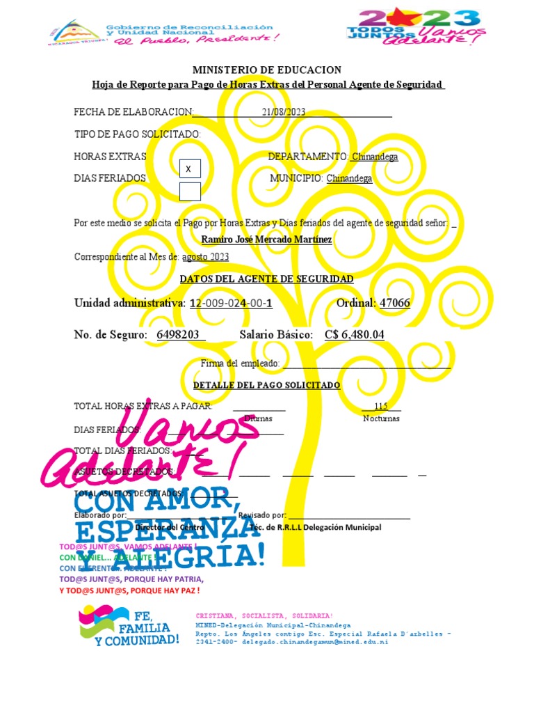 Formato Nvo Horas Extras 2023 | PDF | Negocios | Finanzas y dinero