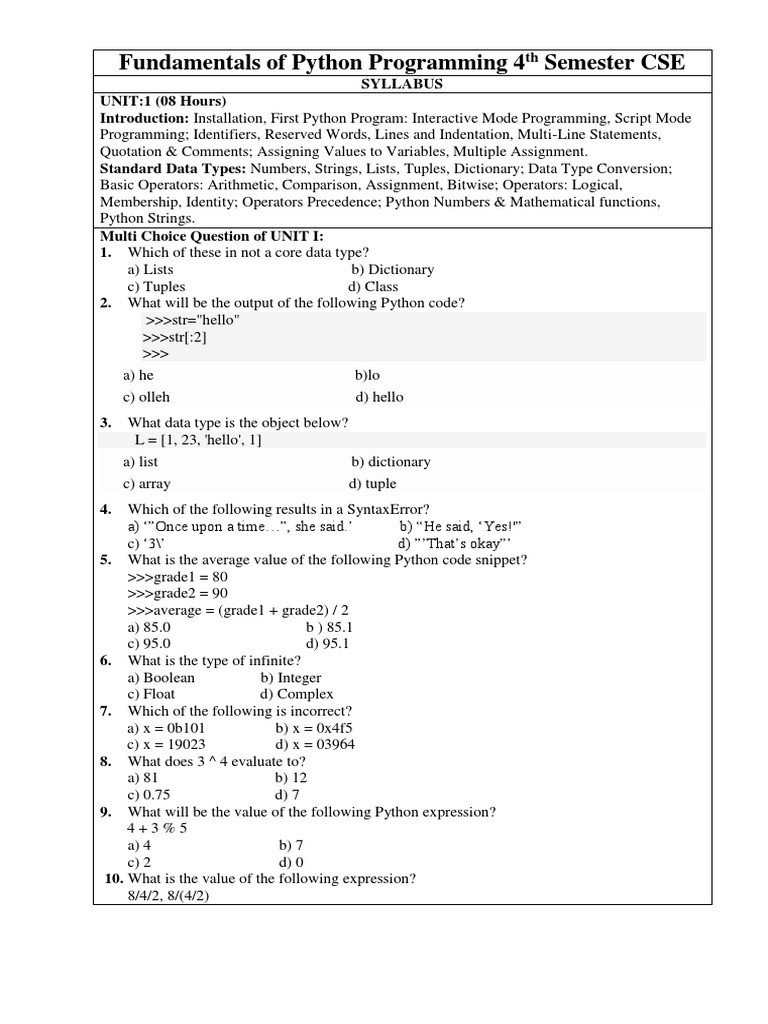 Python Question Bank | PDF