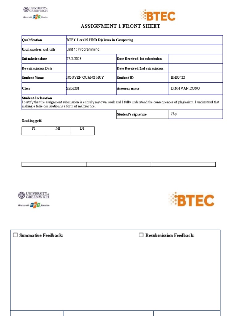 Asm1 Programming 1st Nguyenquanghuy Bh00422 | PDF | Business | Computers
