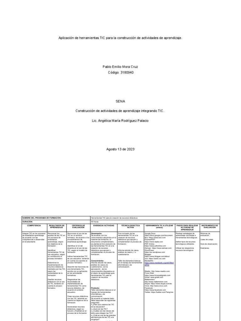 AA3-EV1. Taller - Aplicación de Herramientas TIC para La Construcción de Actividades de ...