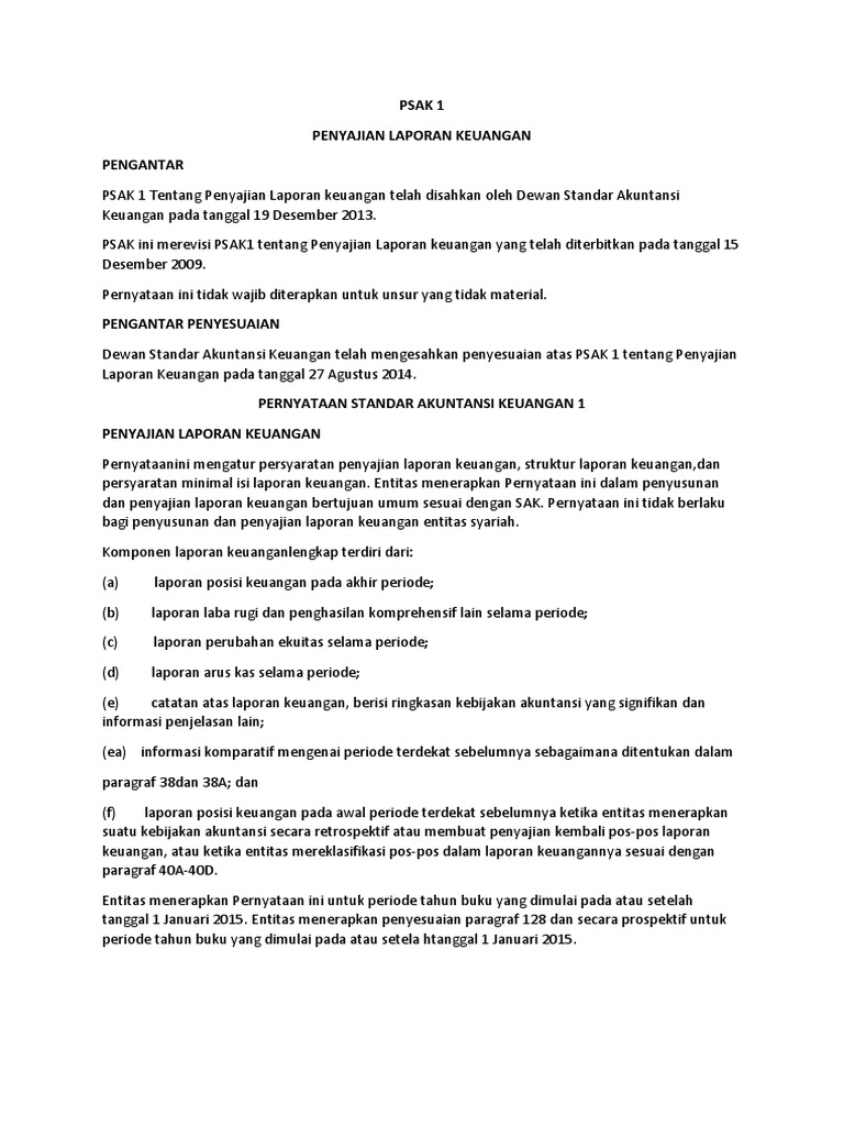 PSAK 1 Dan 2 | PDF