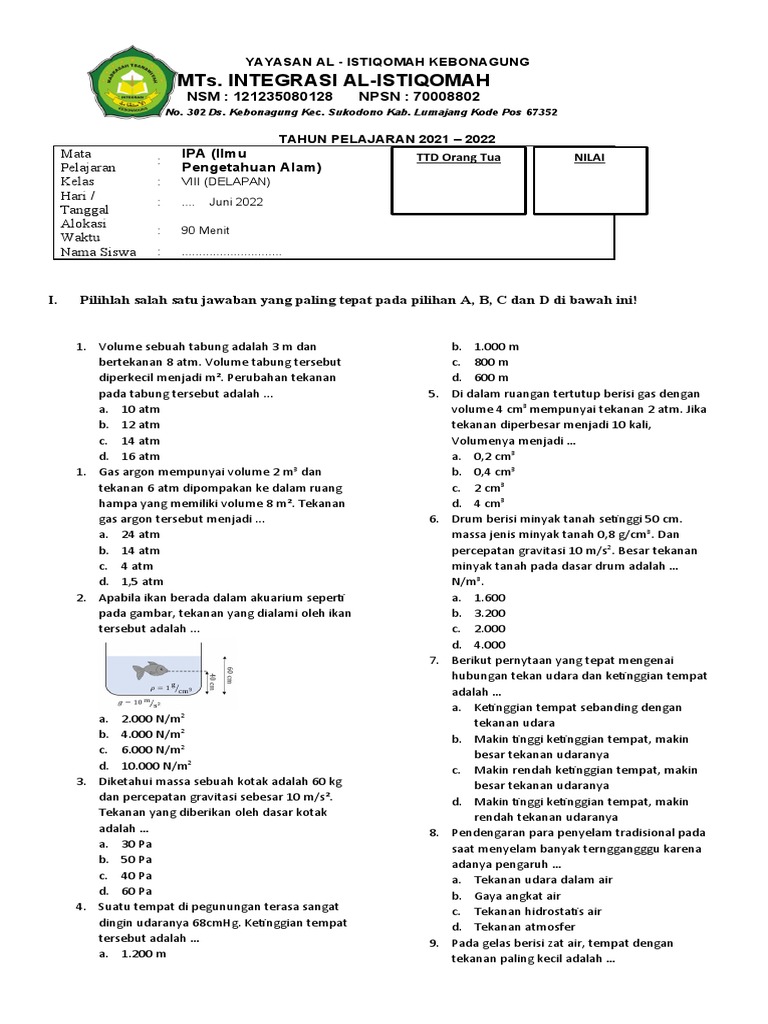 Soal Uas Kelas 8 | PDF