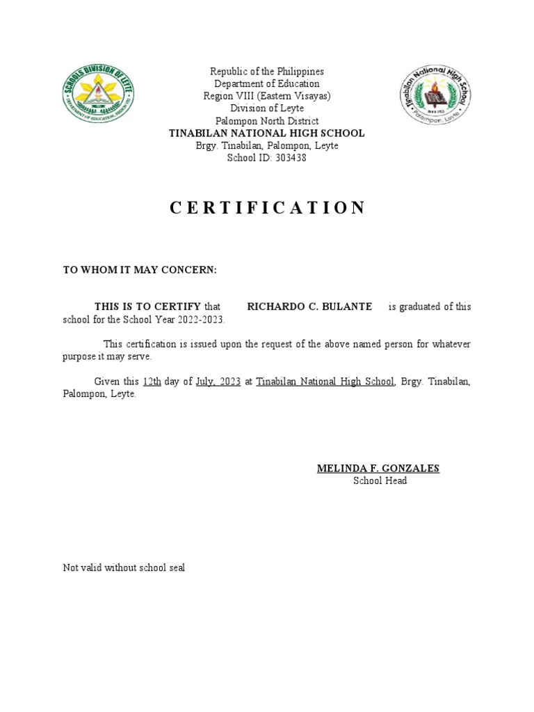Certificate of GM | PDF