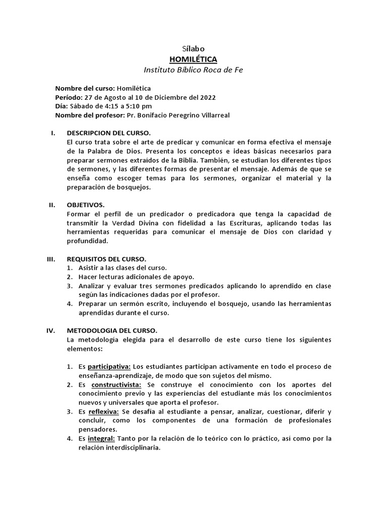 SilaboHomileticaI - Programa Sabatino - RdeF | PDF | Sermón | Evaluación