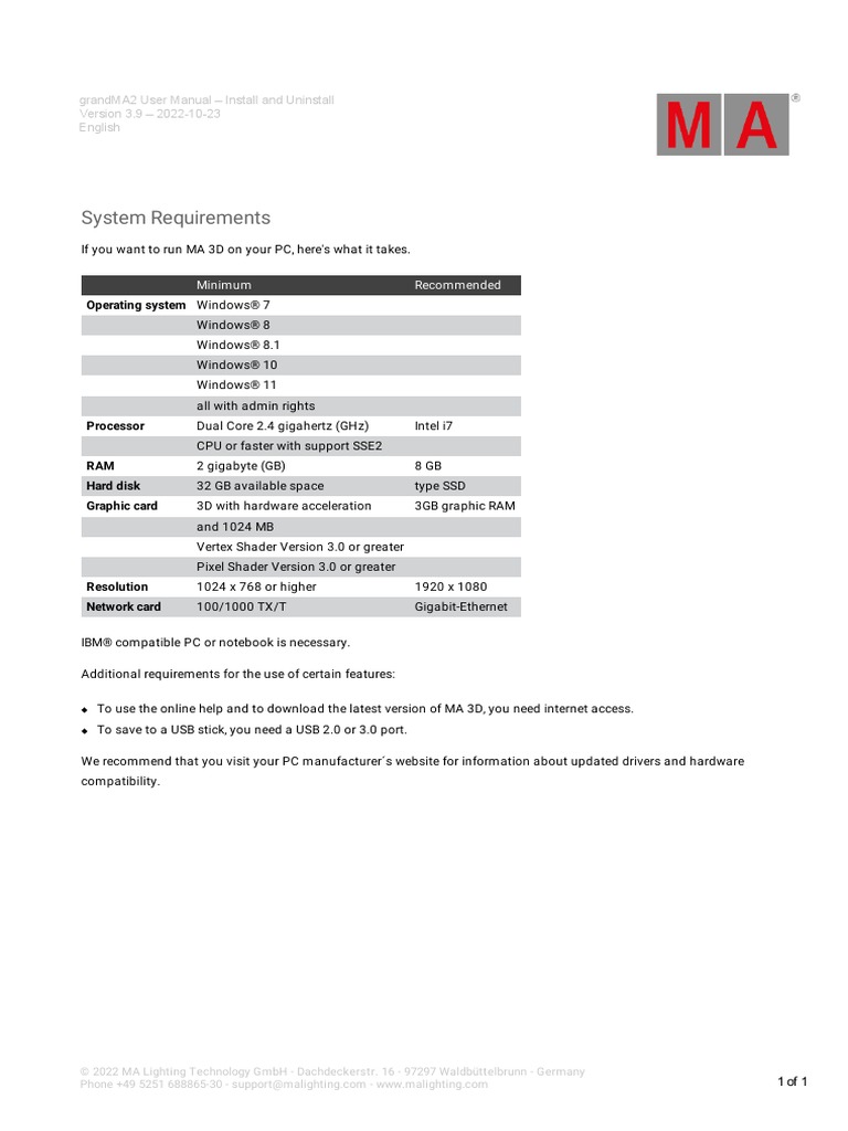 MA 3D System Requirements | PDF