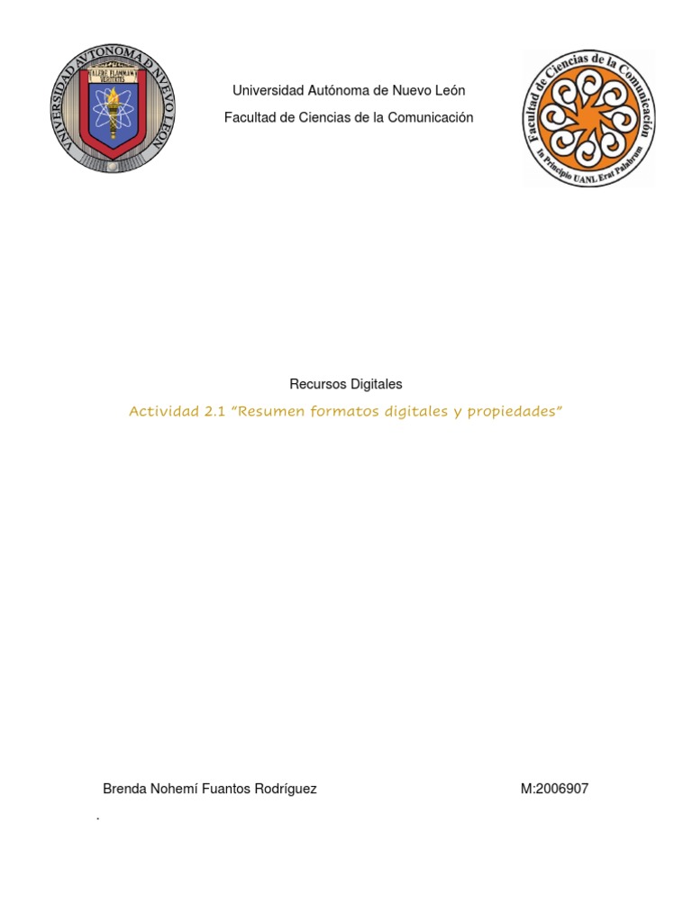 Formatos digitales y sus propiedades | PDF