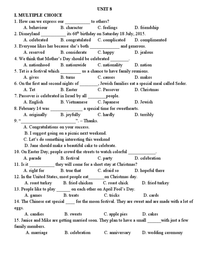 Bài Tập 9 Unit 8,9,10 | PDF