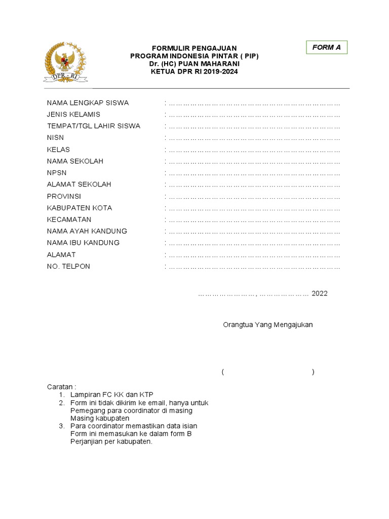 Formulir Pengajuan Pip | PDF | Karier & Perkembangan