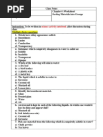 Materials around us Class VI WORKSHEET (1) | PDF | Water | Metals