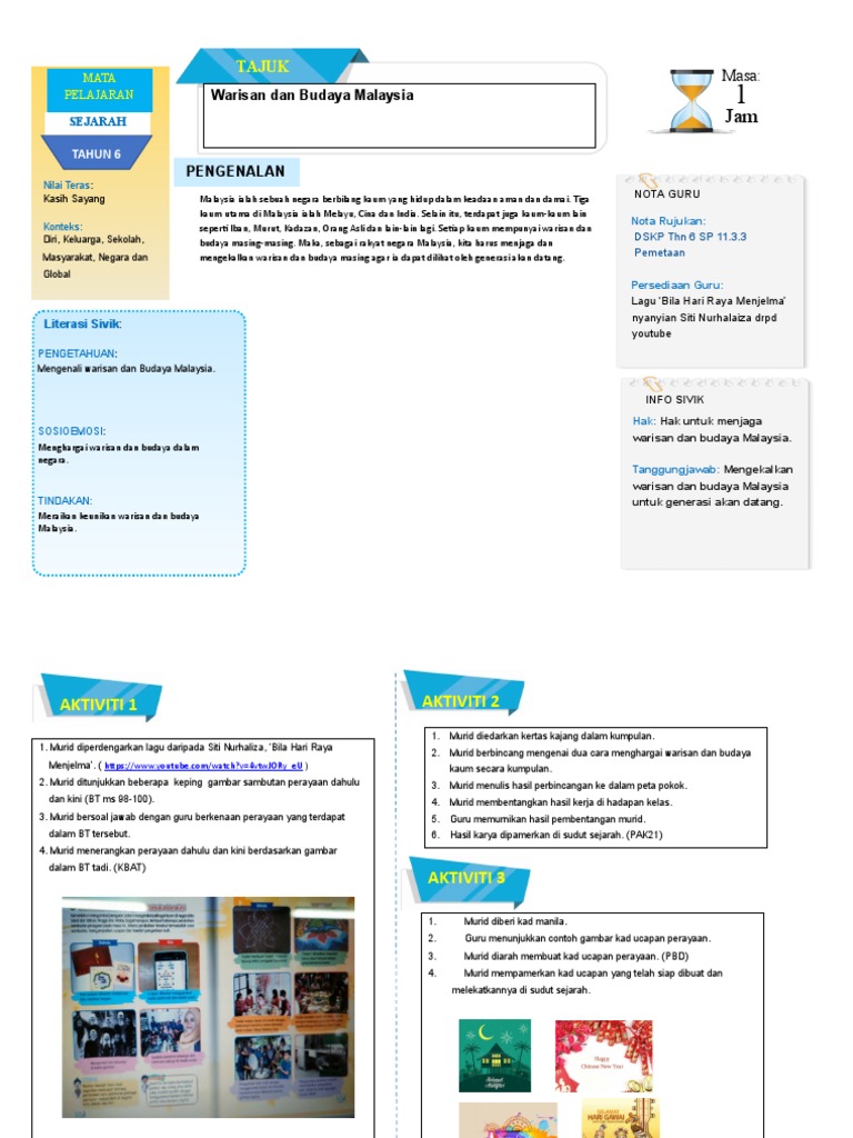 Exampler Sejarah THN 6 Kasih Sayang (Cintai Malaysia) | PDF