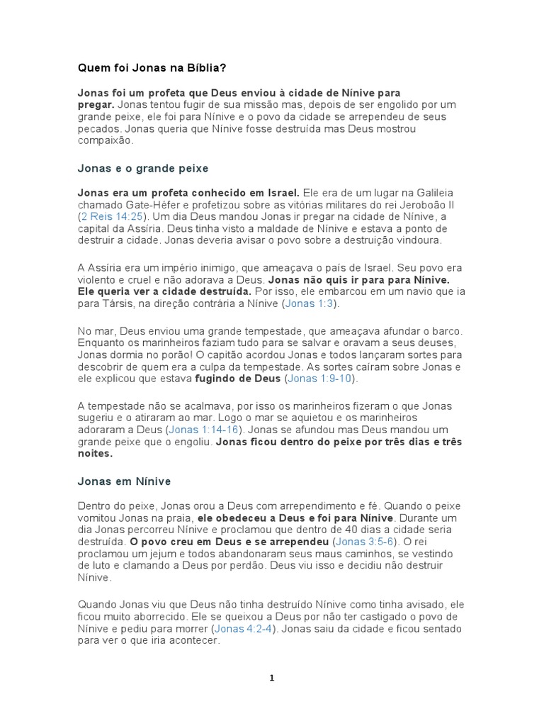 Quem Foi Jonas Na Bíblia e Pregação | PDF | Jonas | Jesus