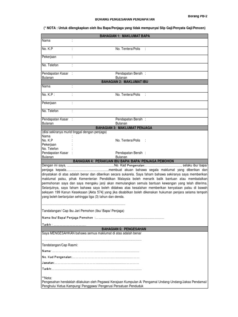BORANG PB2 (MAC 2023) | PDF