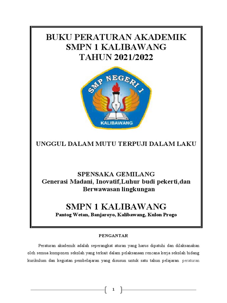 Buku Peraturan Akademik SMPN 1 | PDF