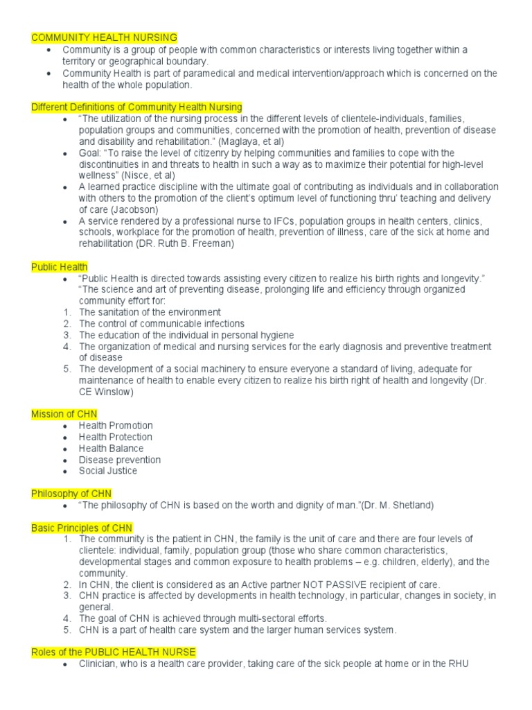 Community Health Nursing 2 | PDF