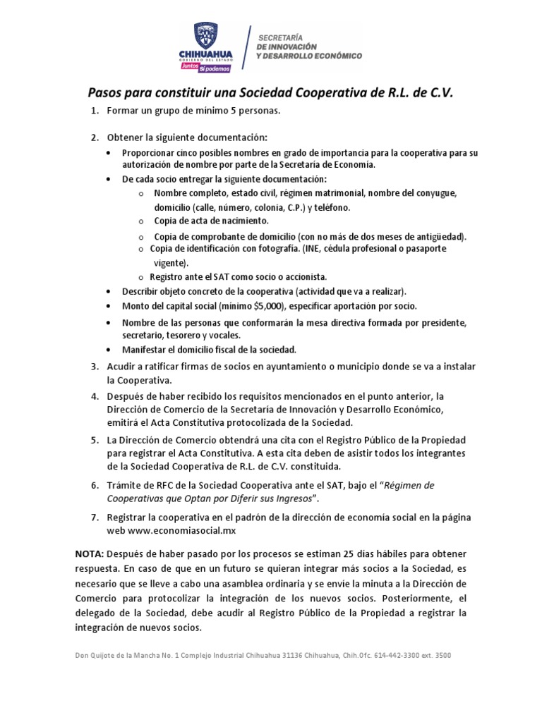 Proceso para Constituir Una Sociedad Cooperativa | PDF