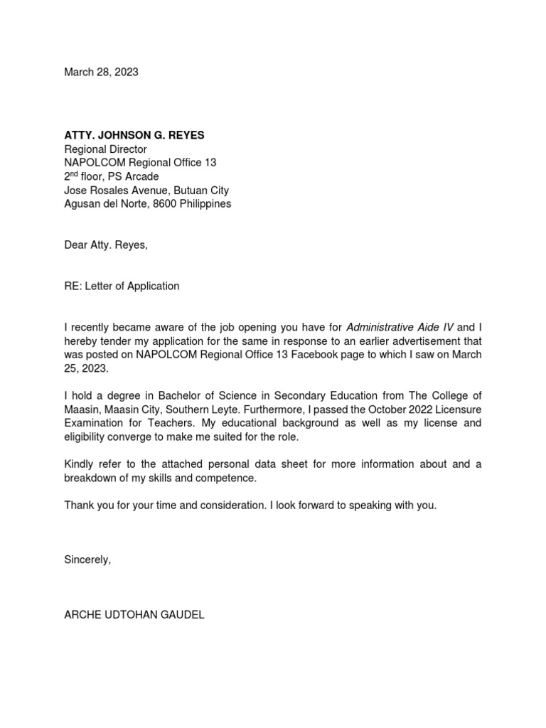 DHSUD NAPOLCOM Cover Letter 2 | PDF