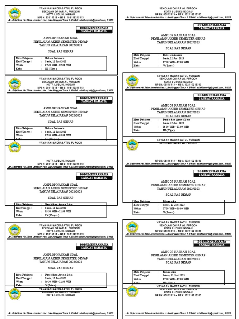 Amplop Naskah Soal | PDF