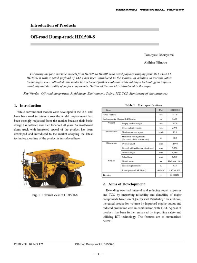 Komatsu Dump Truck HD1500-8 | PDF | Fuel Economy In Automobiles | Radiator