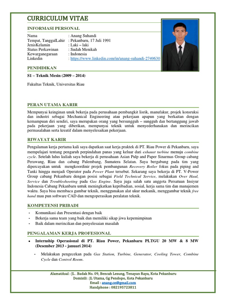 Curriculum Vitae Curriculum Vitae: Informasi Personal | PDF