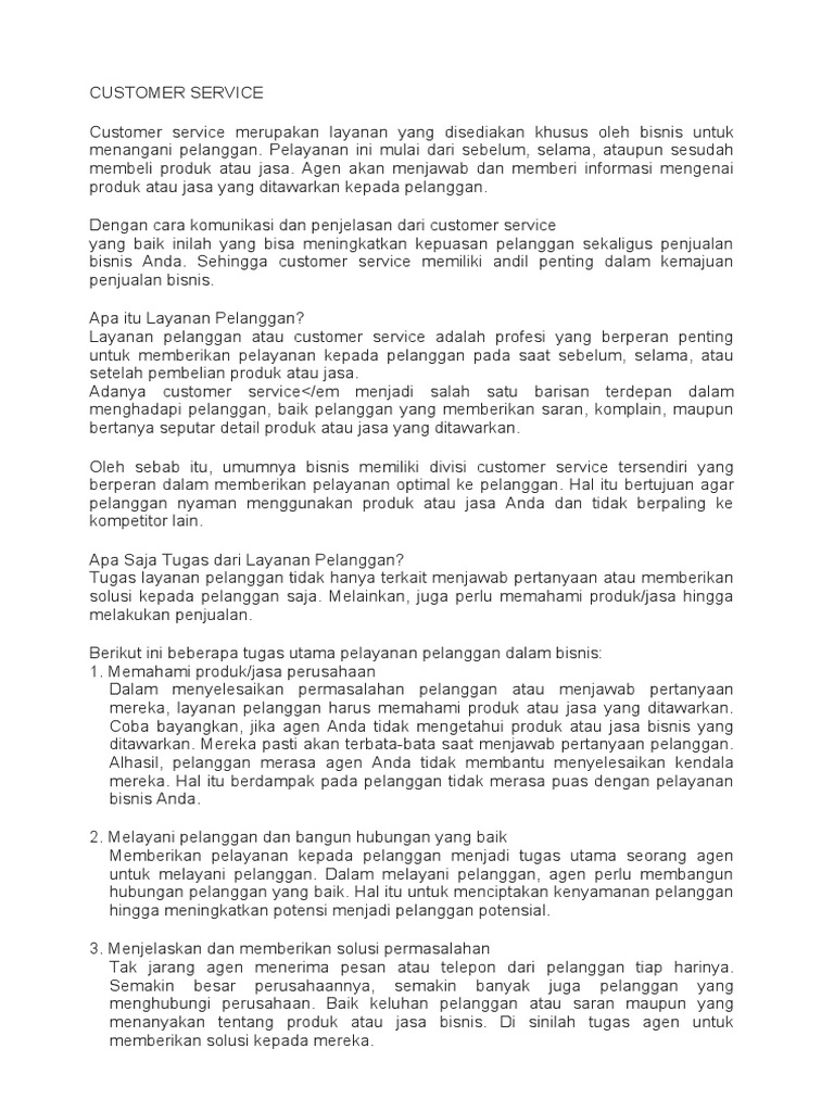 Layanan Pelanggan XI M Log | PDF