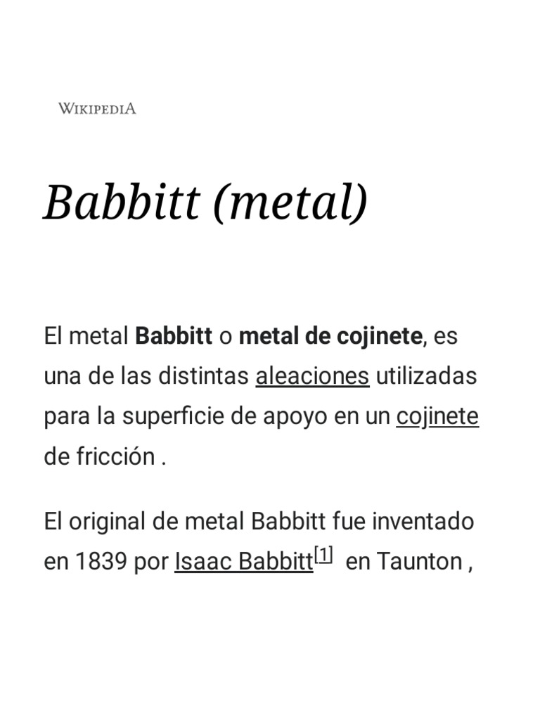 Babbitt (Metal) | PDF | Sustancias químicas | Materiales