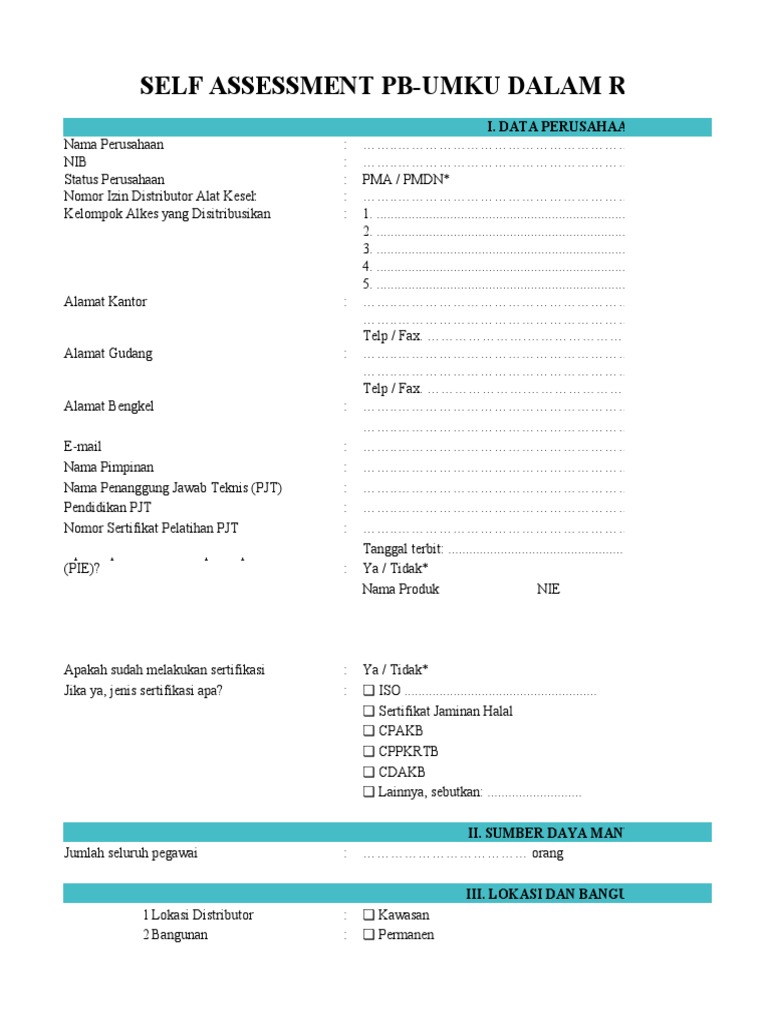 Rev1 Checklist Self Assessment CDAKB | PDF