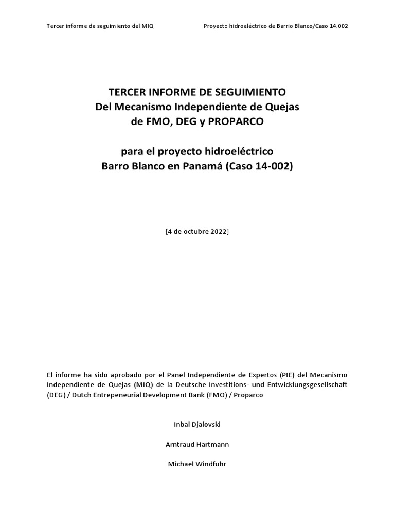 Barro Blanco Reporte Spanish | PDF