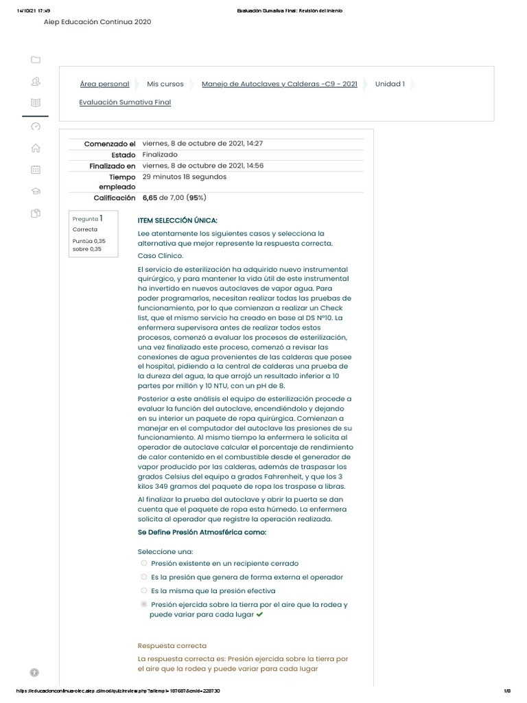 Evaluación Sumativa Final Autoclave | PDF | Agua | Evaporación