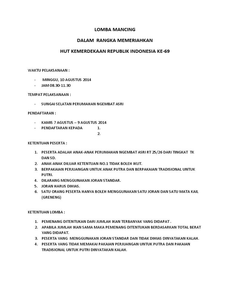 Lomba Mancing | PDF | Griya & Taman